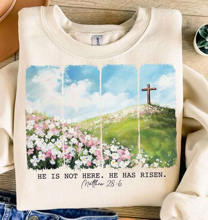 Christian Easter Cross Sweater, Watercolor Clipart Religious Bible ...