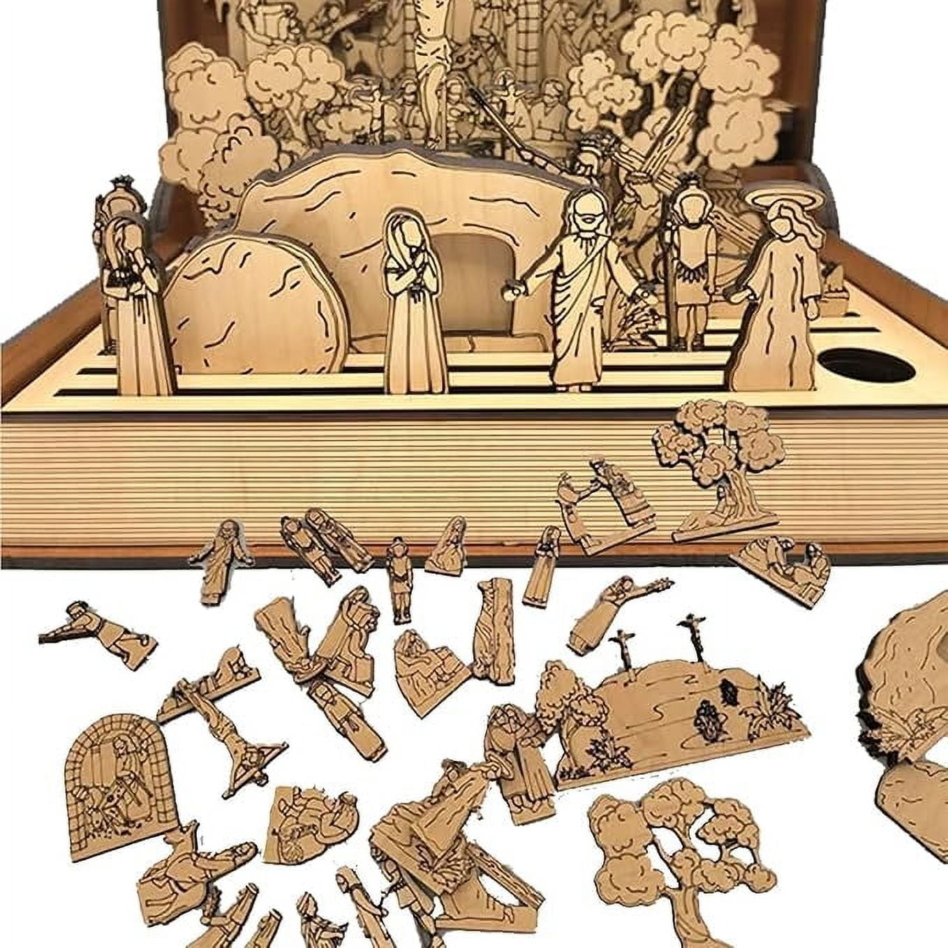 Christian Easter Decor: Wooden Holy Week Book Playset, Resurrection ...