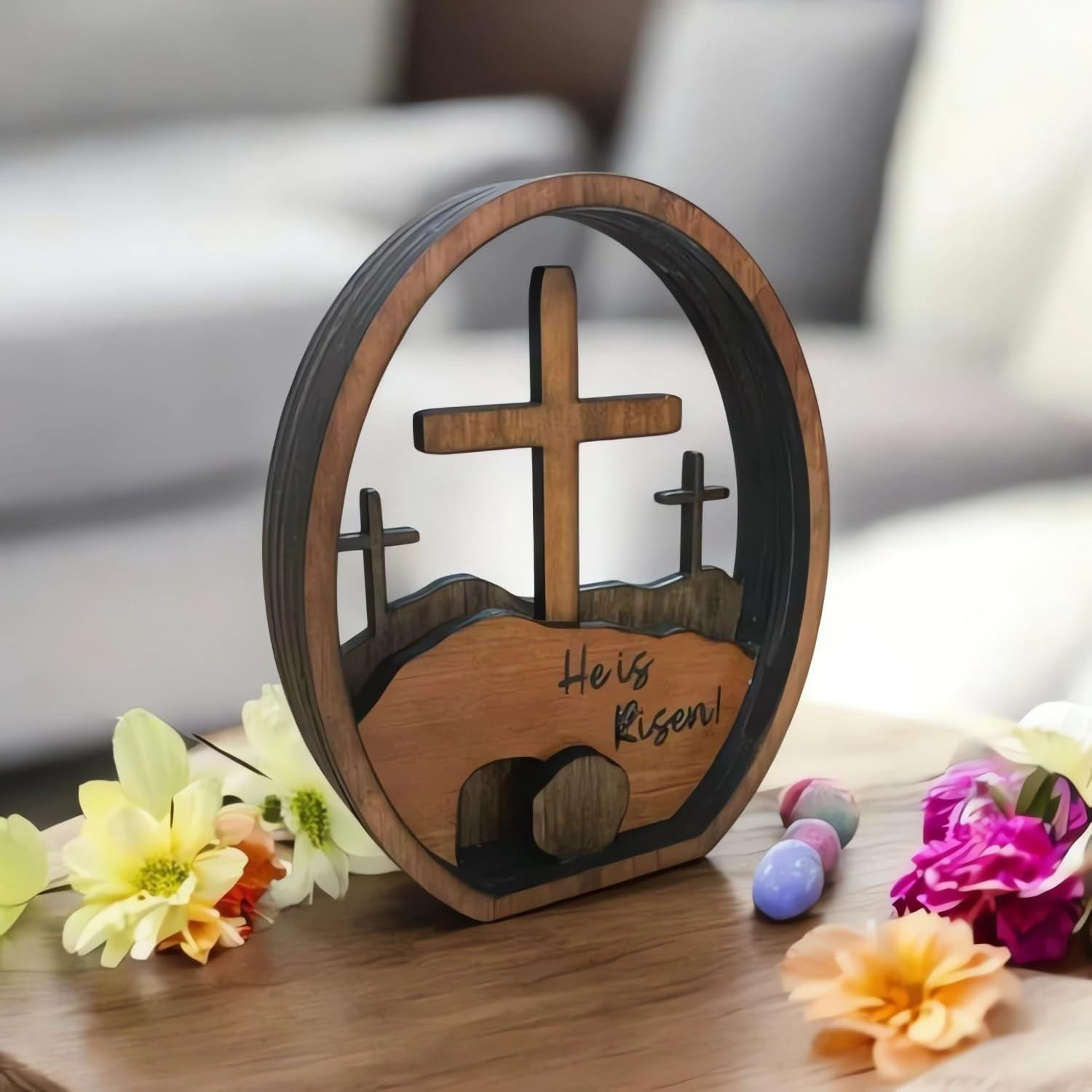 Christian Easter Decoration 2025 New He Is Risen Decor Empty Tomb Scene ...