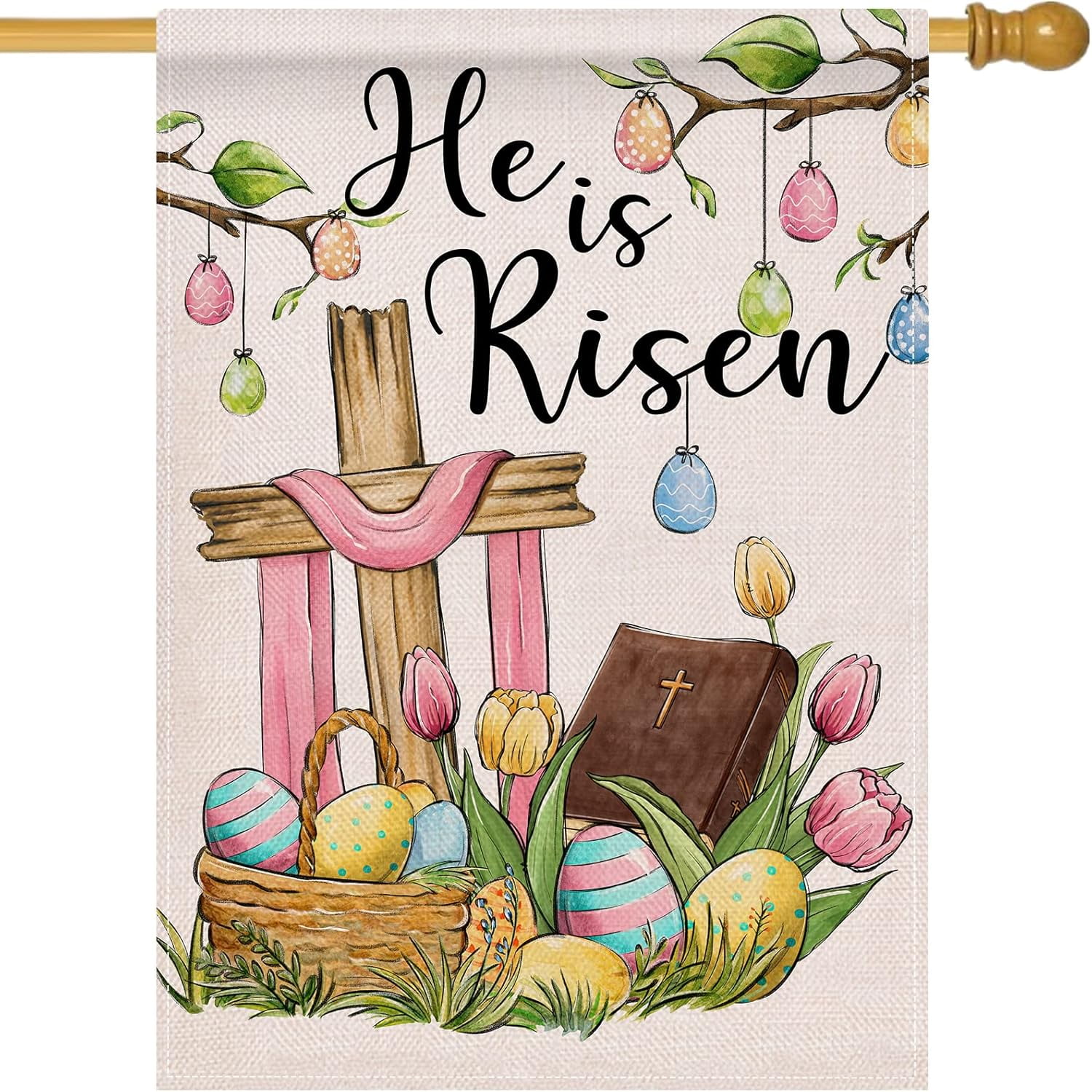 Christian Easter He is Risen Large Decorative House Flag, Religious ...