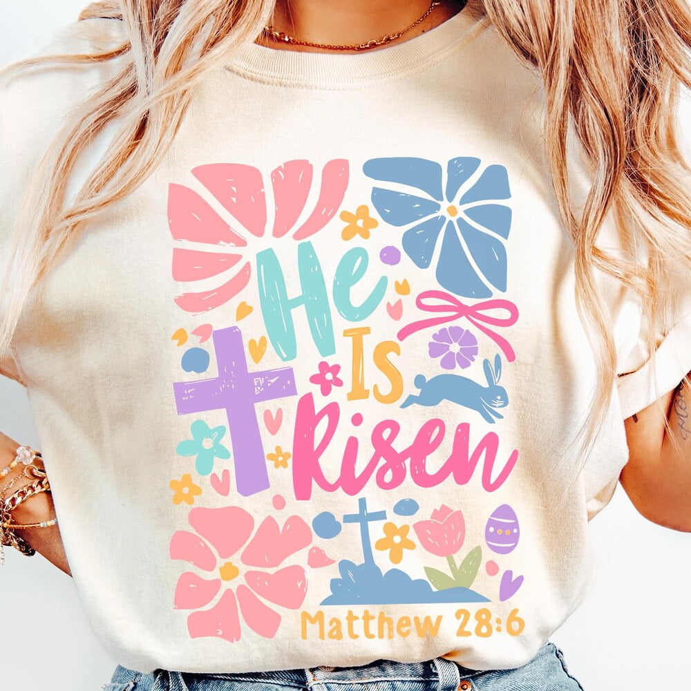Christian Easter Shirt for Women, Bible Verse Religious Shirt, He Is ...