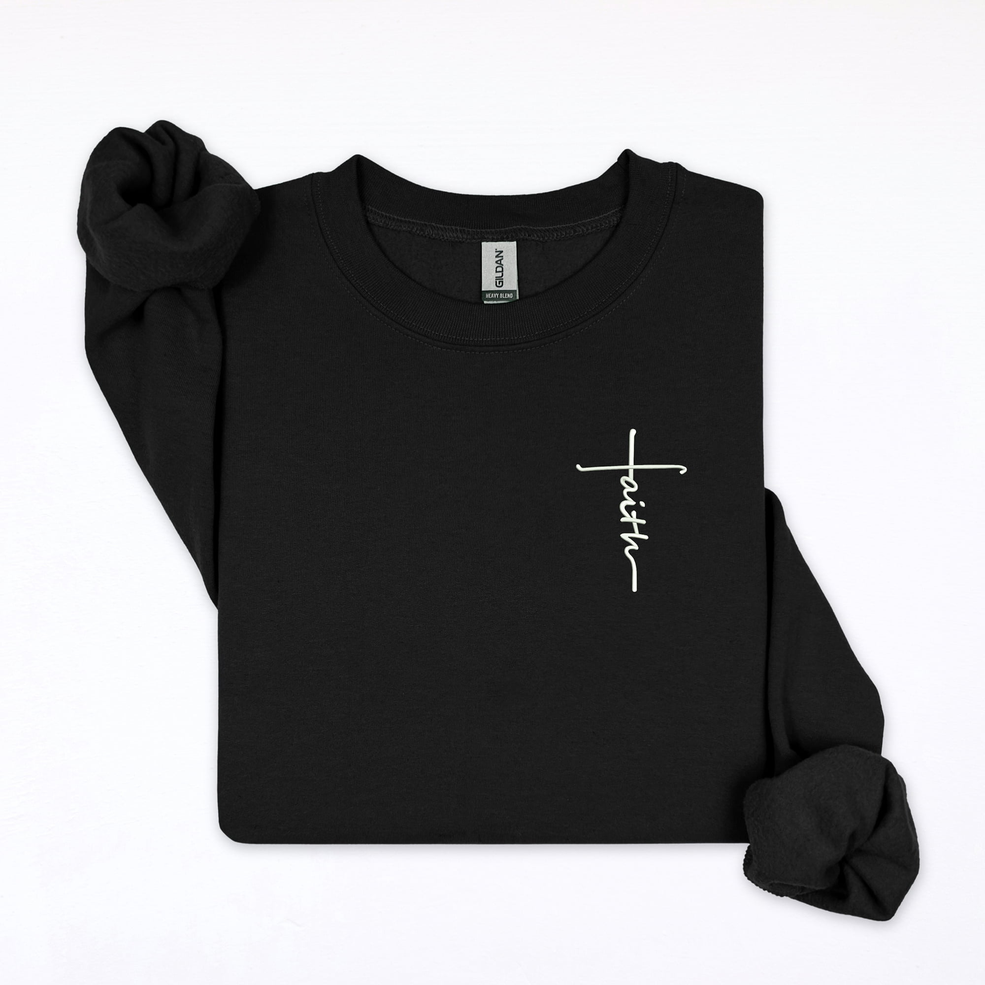 Christian Embroidery Faith Cross Inspirational Sweatshirt for Men and ...