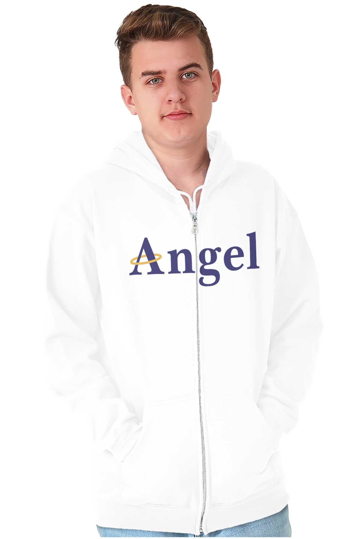 Christian Faith Holy Angel Halo Zip Up Hoodie Men's Women's Brisco ...