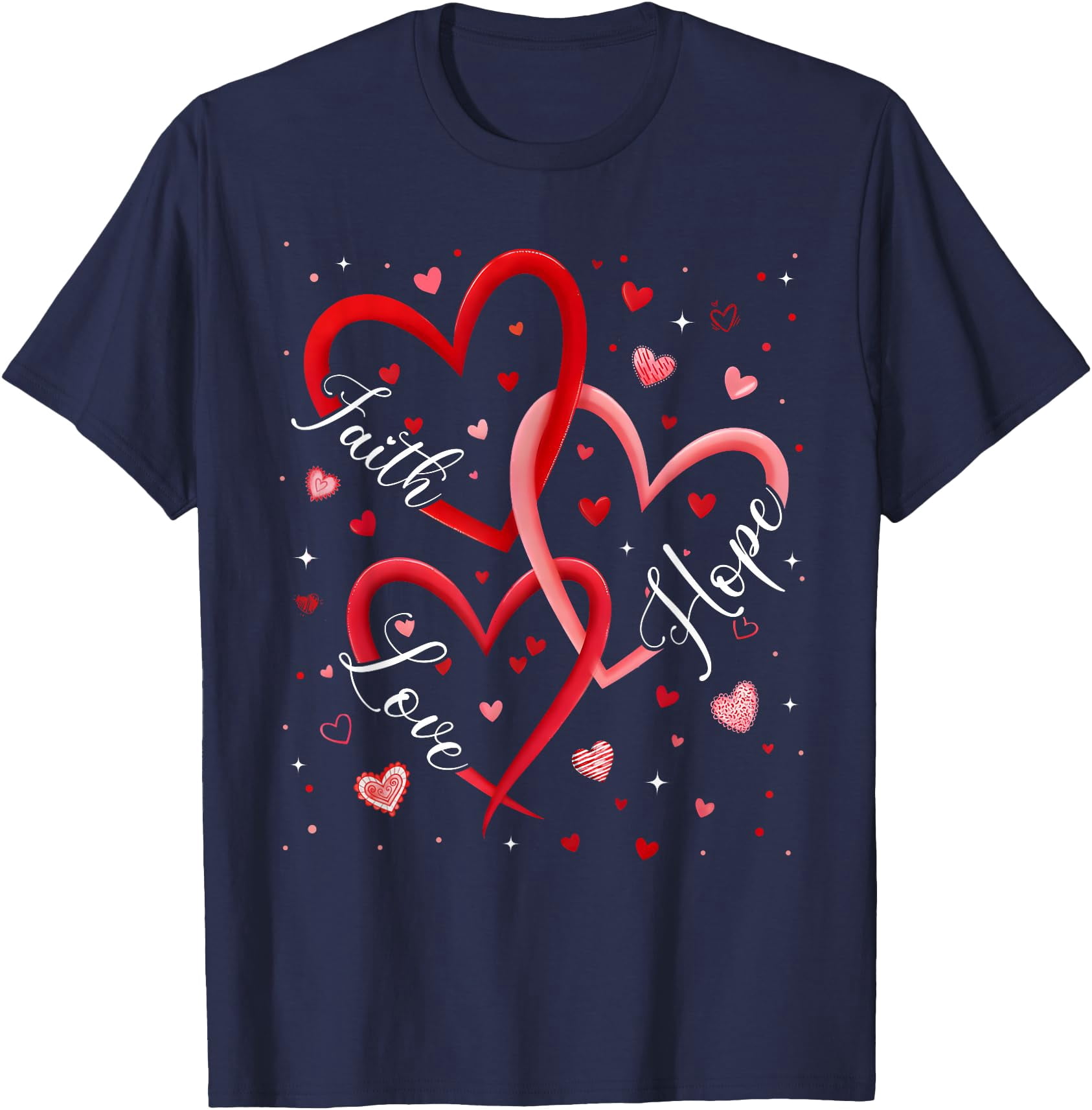 Christian Faith Hope Love Hearts Religious T-Shirt for Valentine’s Day ...