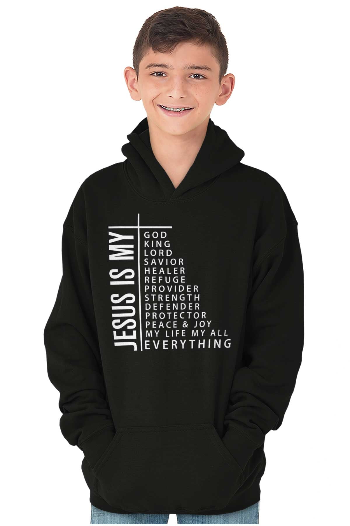 Christian Faith Jesus Is My Cross Youth Hoodie Boy Girl Teen Brisco ...