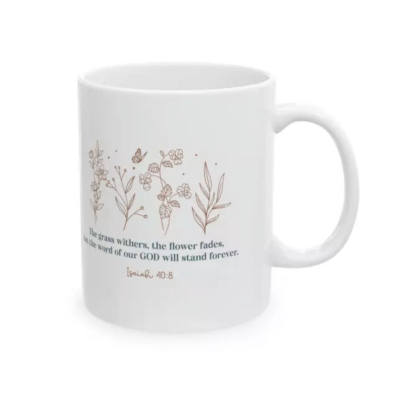 Christian Faith Mug Boho Floral Isaiah 40:8 Bible Verse Coffee Tea Cup ...