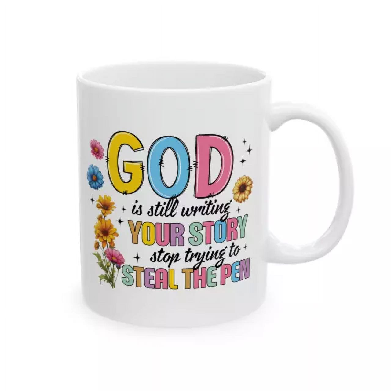 Christian Faith Mug Floral God Writing Story Religious Coffee Tea Cup ...
