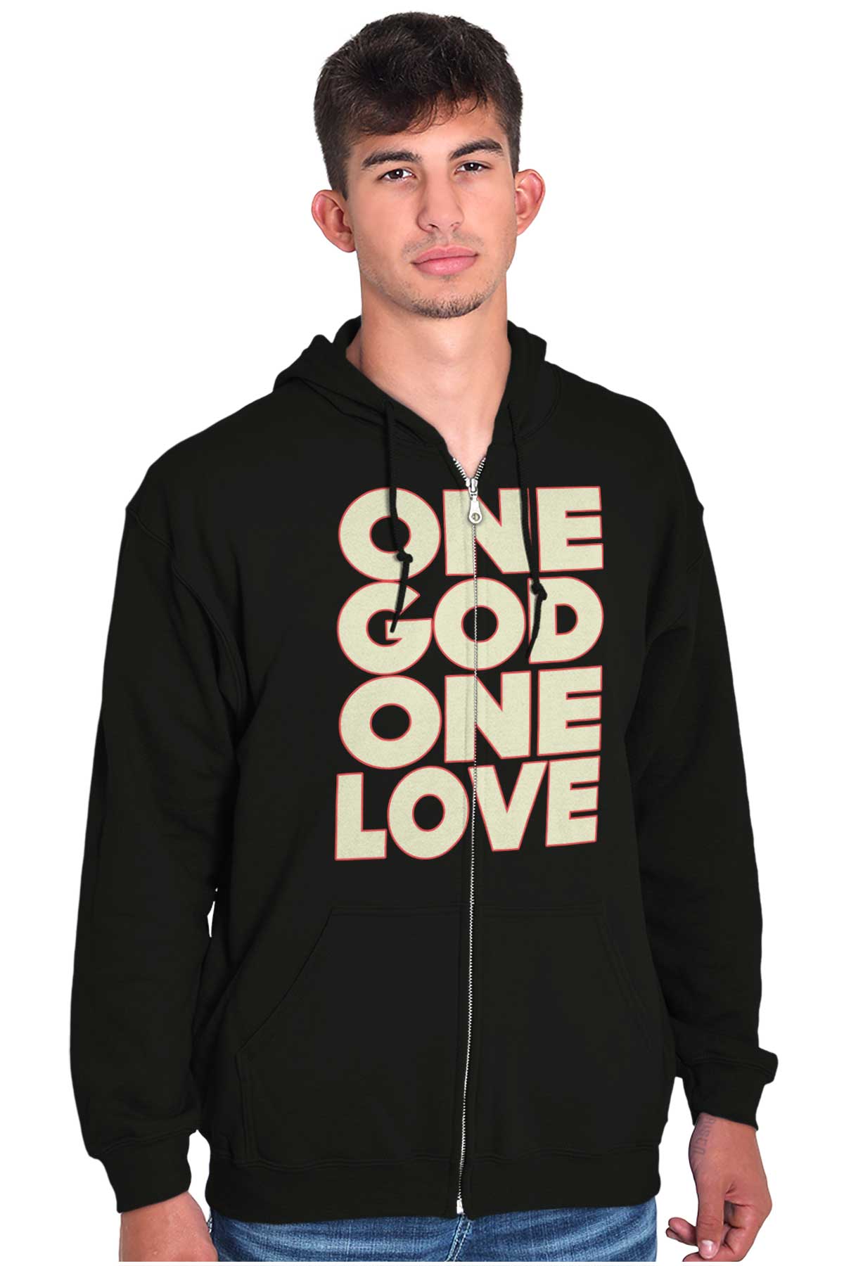 Christian Faith One God One Love Zip Up Hoodie Men's Women's Brisco ...