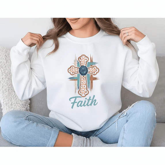Christian Faith Western Cross Leopard Print Spiritual Quote Art Unisex ...