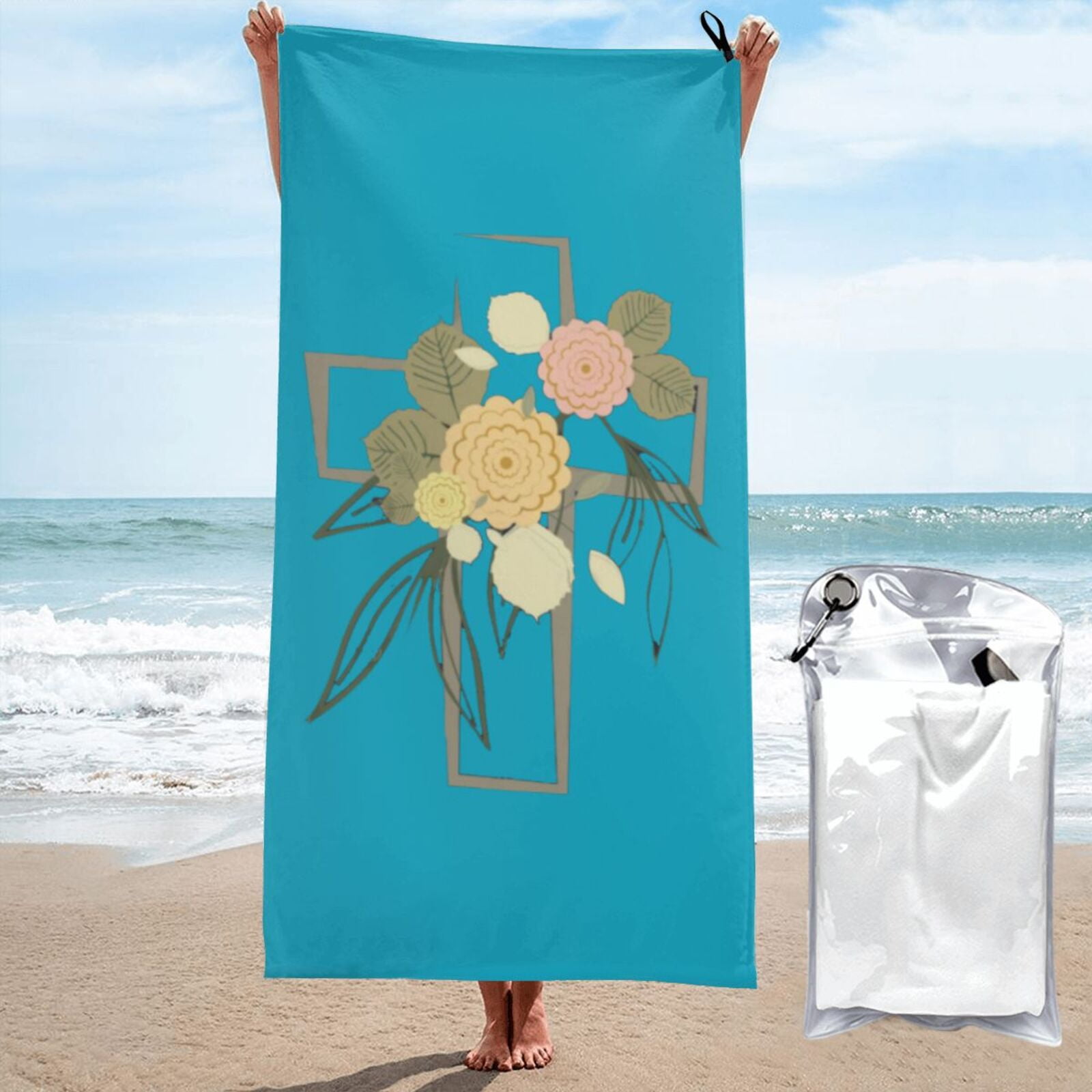 Christian Faith cross floral Quick Dry Towel,Beach Towels Good Water Absorption Portable And ...