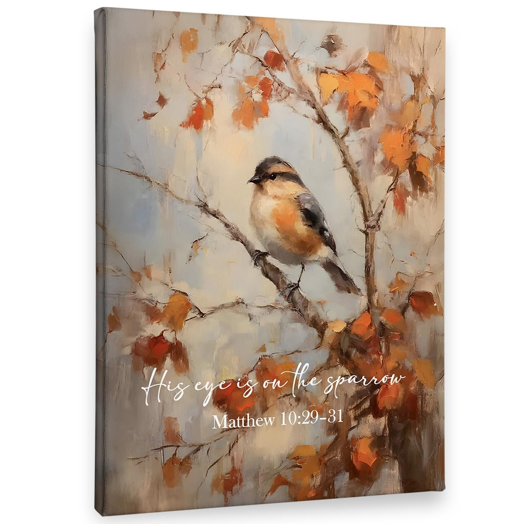 Christian Fall Bird Wall Art Decor Canvas Sparrow Bird Bible Verse ...