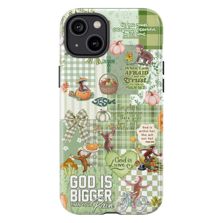 Christian Fall with Curious Monkey Collage Phone Case, Bible Verse and ...
