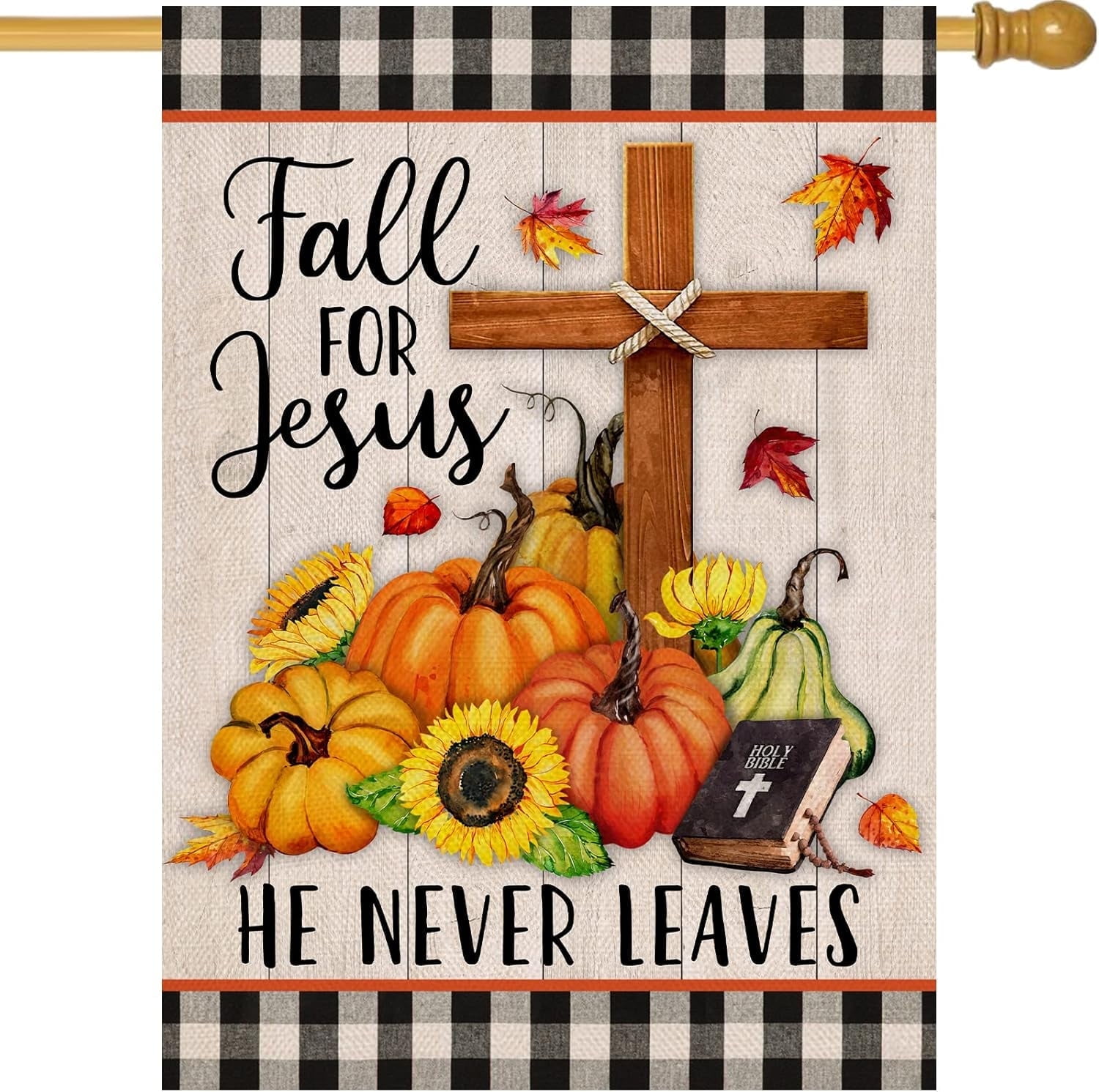 Christian Fall for Jesus Home Decorative House Flag, Religious Autumn ...