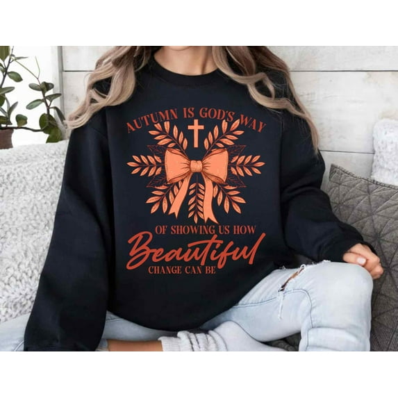 Christian Fall Sweatshirt, Fall Sweatshirt, Fall Bow Hoodie, Fall Shirt ...