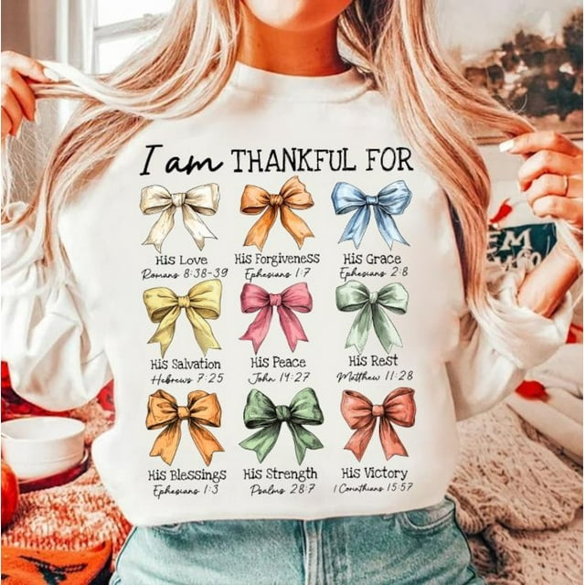 Christian Fall Sweatshirt with Thankful Pumpkin and Bible Verse, Jesus ...