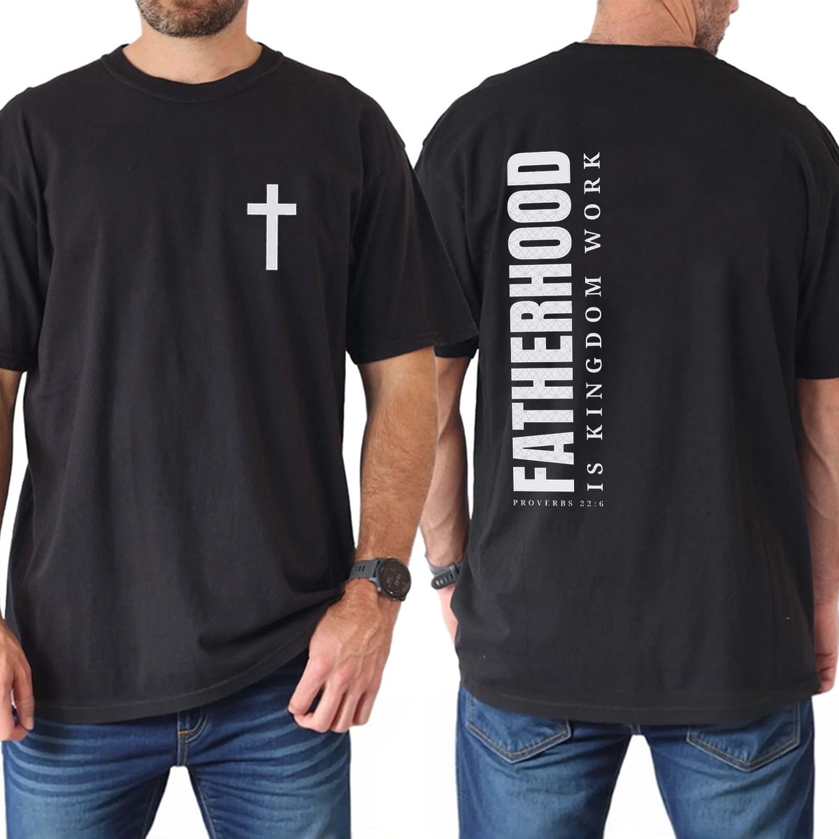 Christian Fatherhood Is Kingdom Work Cross Graphic Casual T-Shirt for ...