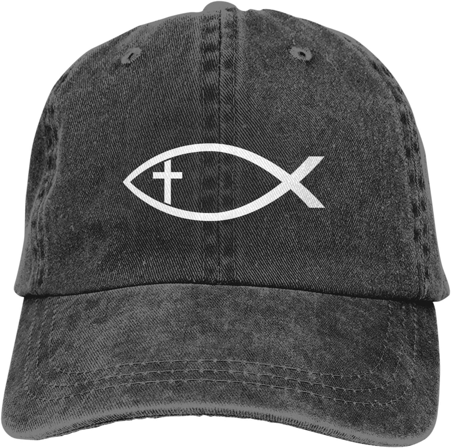 Christian Fish Symbol Jesus Fish Baseball Cap Vintage Washed Distressed ...