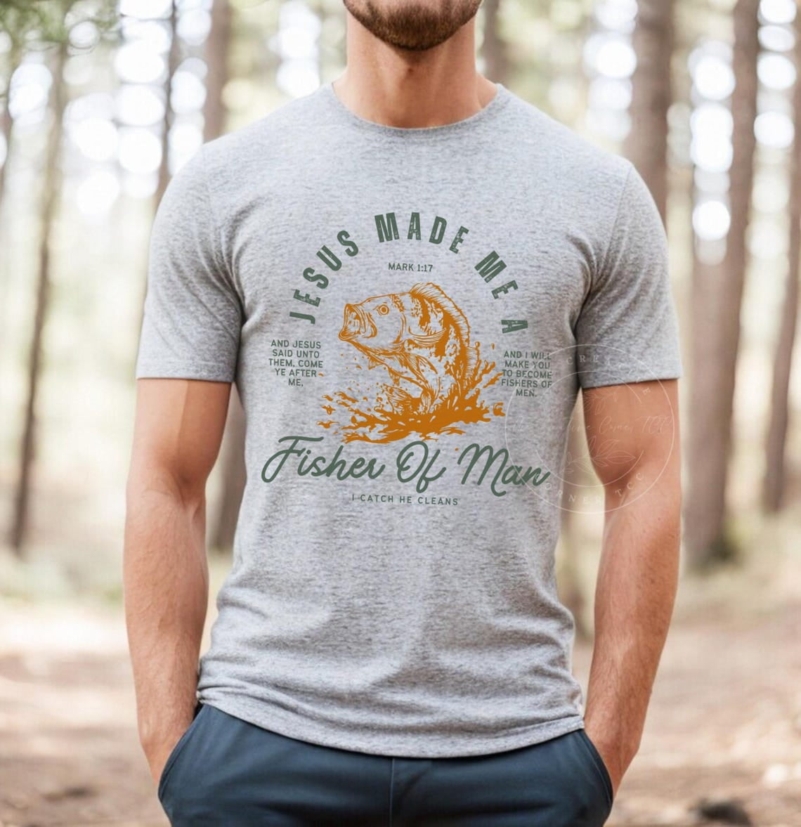 Christian Fishing T-Shirt, Fishers Of Men Tee, Outdoors Faith Shirt, Jesus Tee, Bible Verse ...