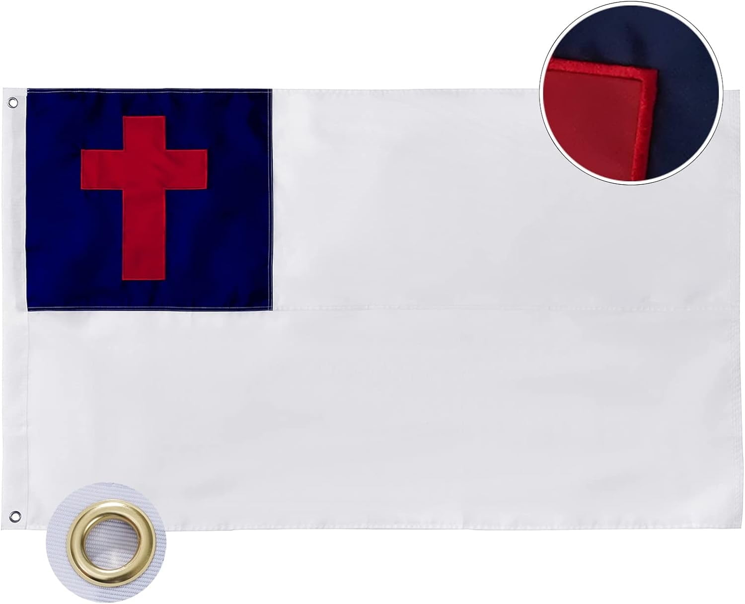 Christian Flag 2x3 ft Outdoor Made in USA, Embroidered Christian Church ...