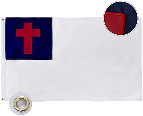 Christian Flag 3x5 ft Outdoor, Embroidered Christian Church Flags for ...
