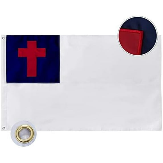 Christian Flag 3x5 ft Outdoor, Embroidered Christian Church Flags for ...