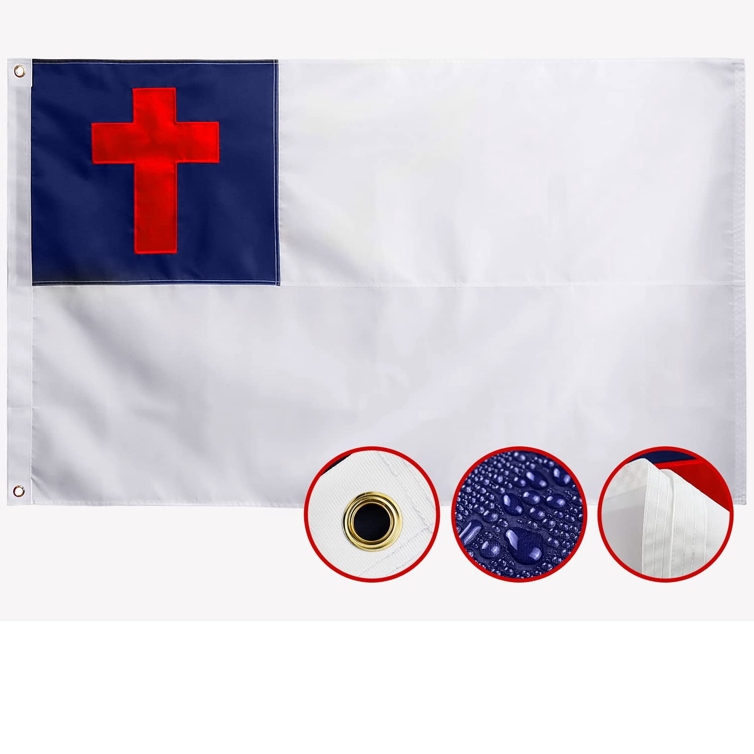 Christian Flag 5x8 Outdoor Embroidered,Heavy Duty Nylon,Sewn Stripes ...