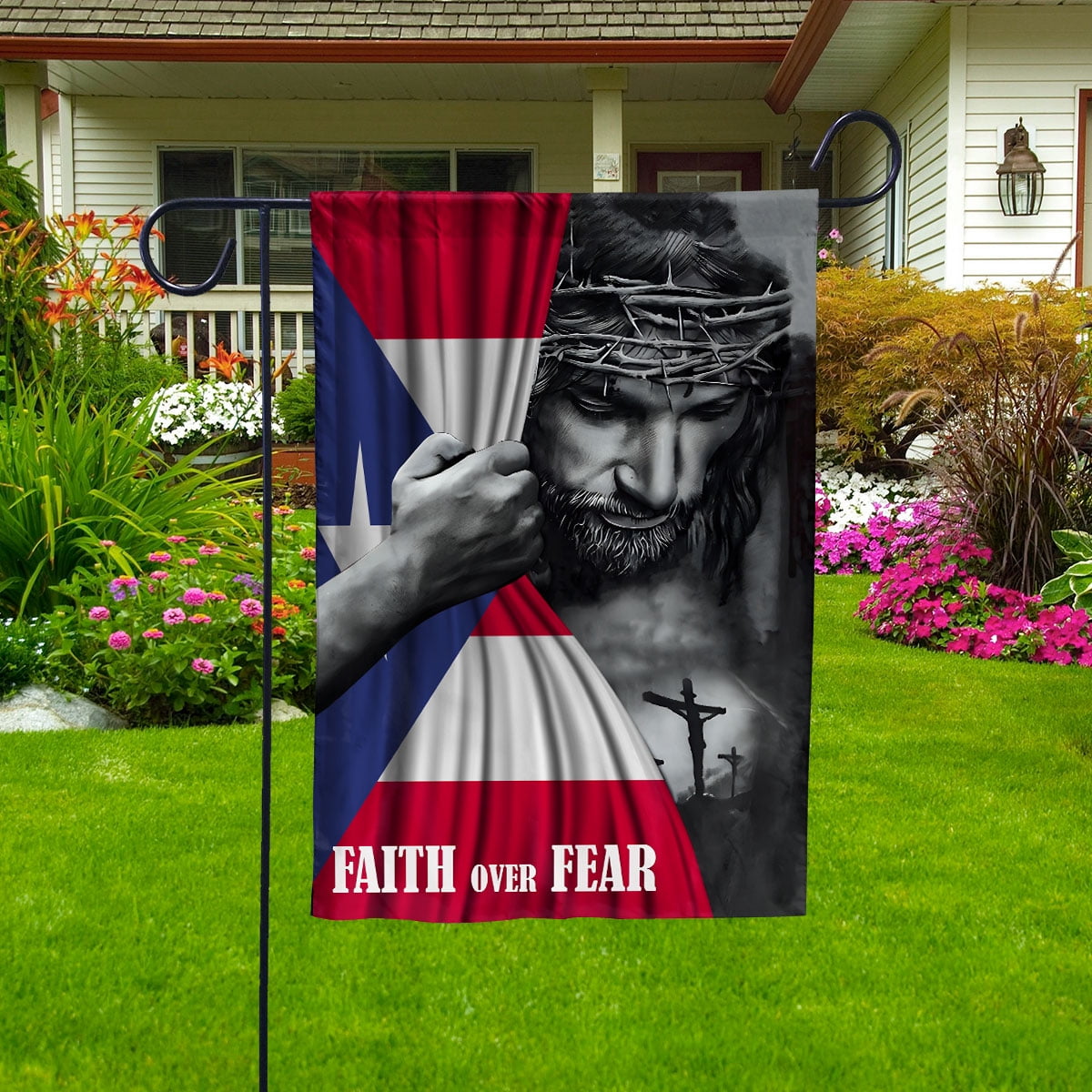 Christian Flags,Faith Over Fear Flag Christian Puerto Rican Puerto Rico ...