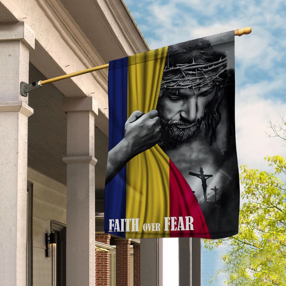 Christian Flags,Faith Over Fear Flag Christian Romanian Romania With ...
