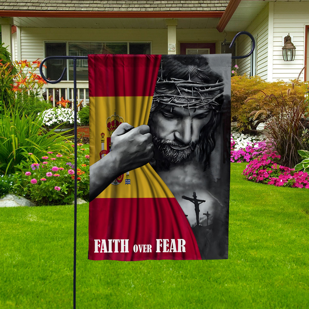 Christian Flags,Faith Over Fear Flag Christian Spanish Spain With Jesus ...