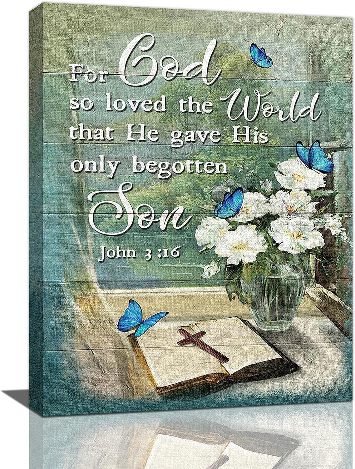 Christian Floral Decor Wall Art Scripture Bible Verse Butterfly Flower ...