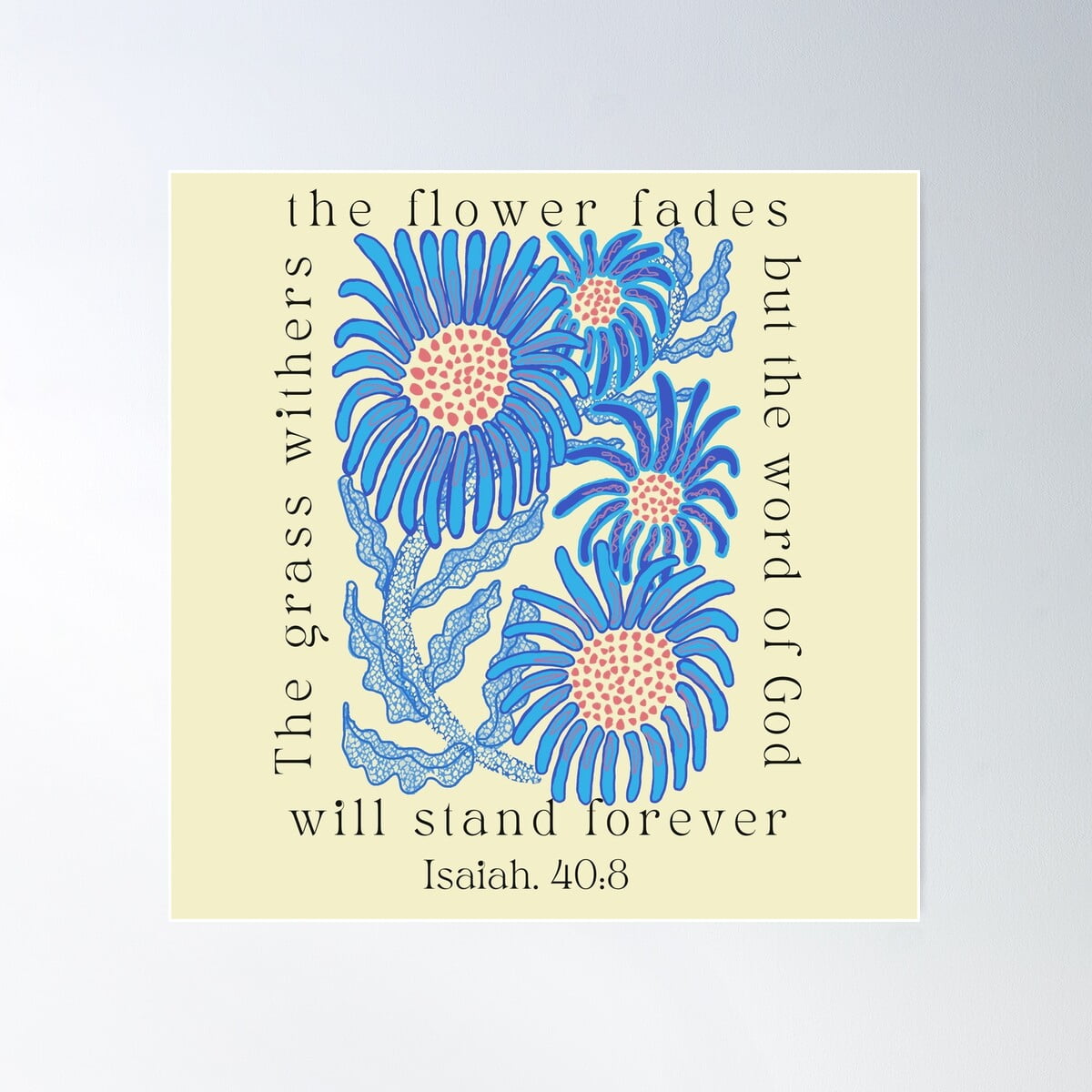 Christian Floral Isaiah Bible Verse Poster Wall Art, Modern Wall Decor ...
