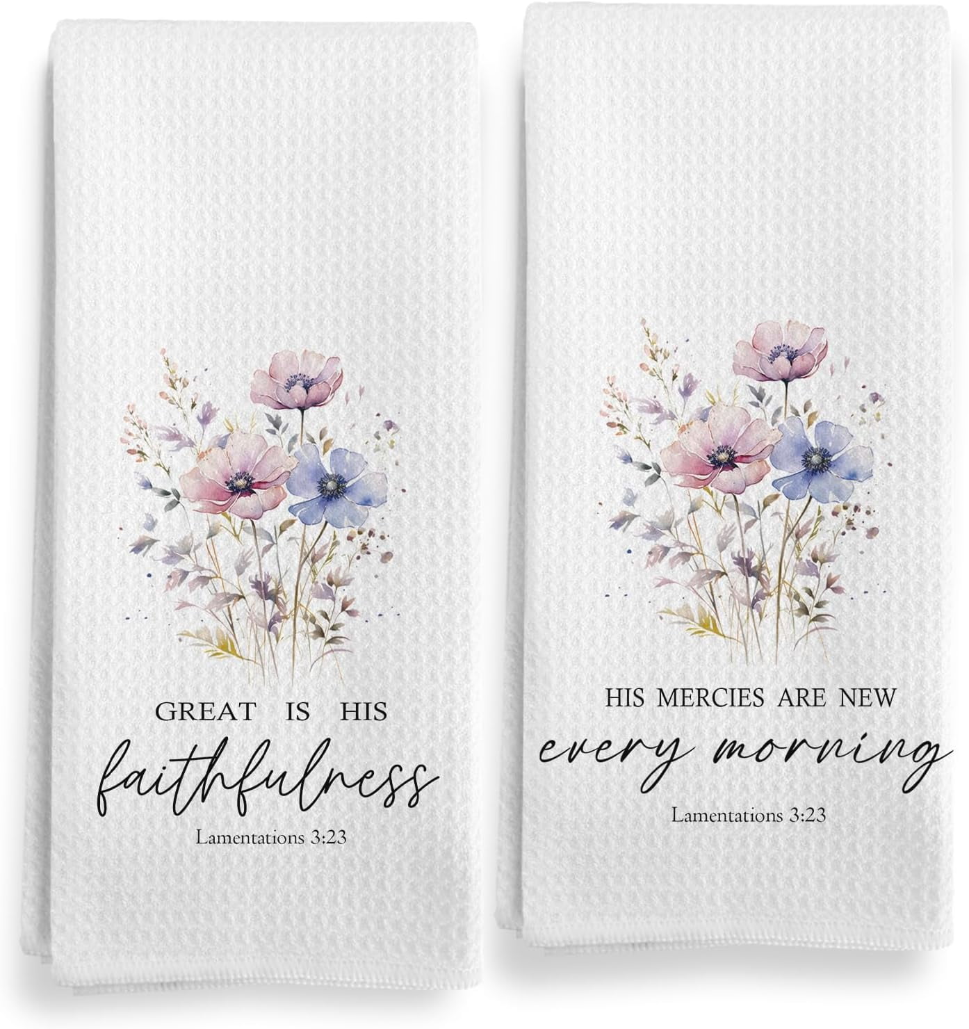 Christian Floral Kitchen Towels, Inspirational Bible Verse Botanical ...