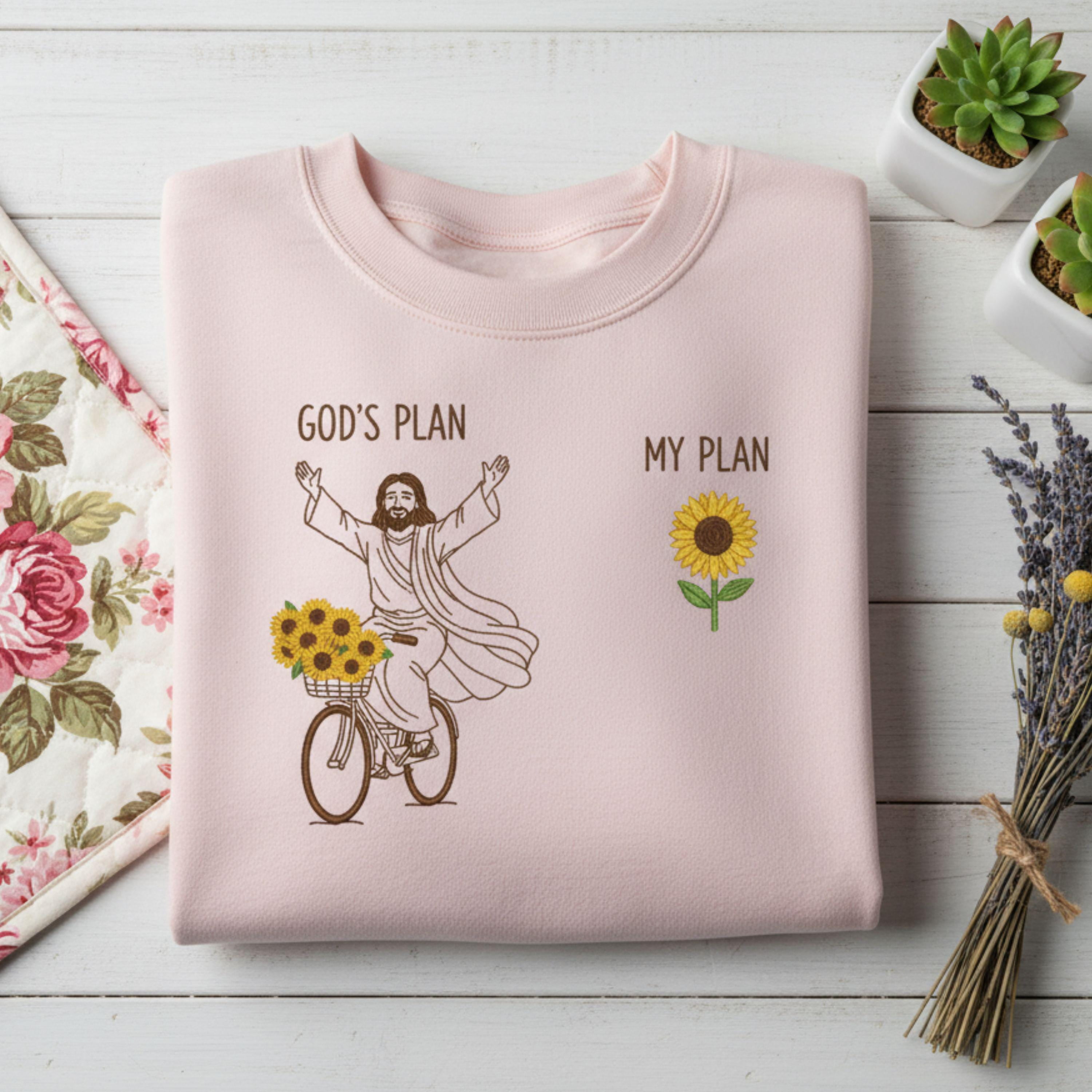 Christian Floral Minimalism Embroidered Sweatshirt, Faith Based ...