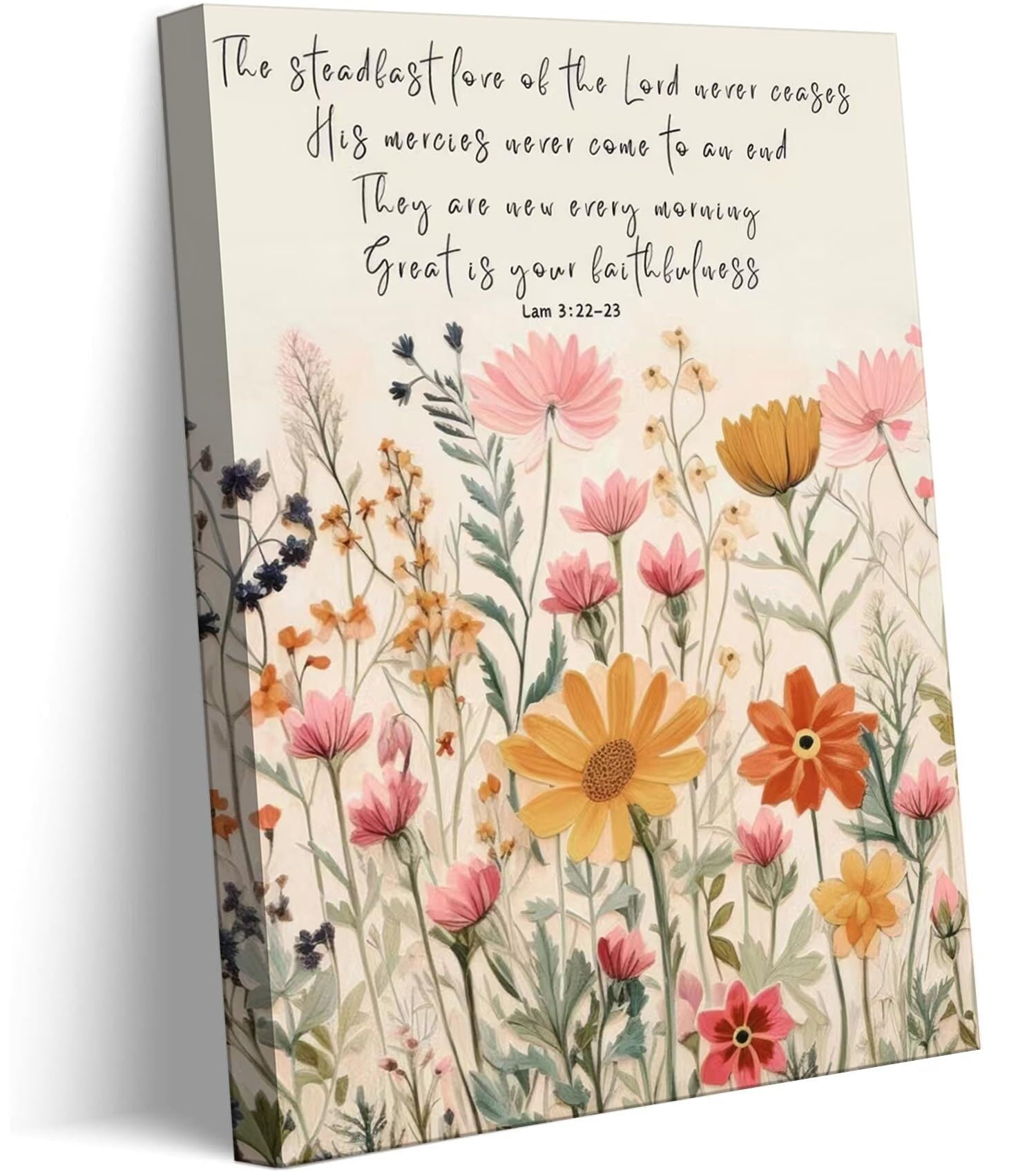 Christian Floral Scripture Canvas Wall Art Wildflower Bible Verse ...