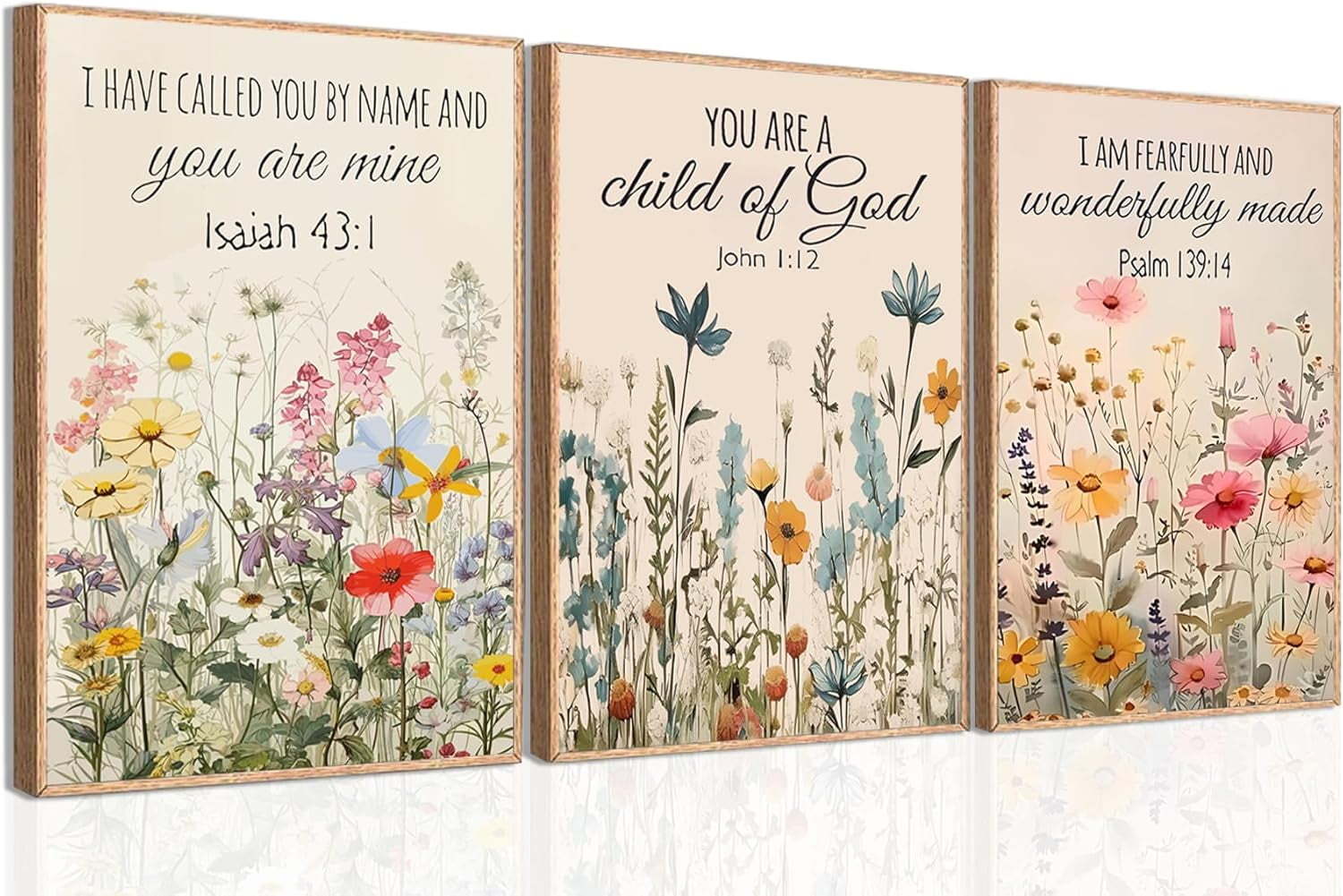 Christian Floral Scripture Canvas Wall Art, Wildflower Bible Verse ...
