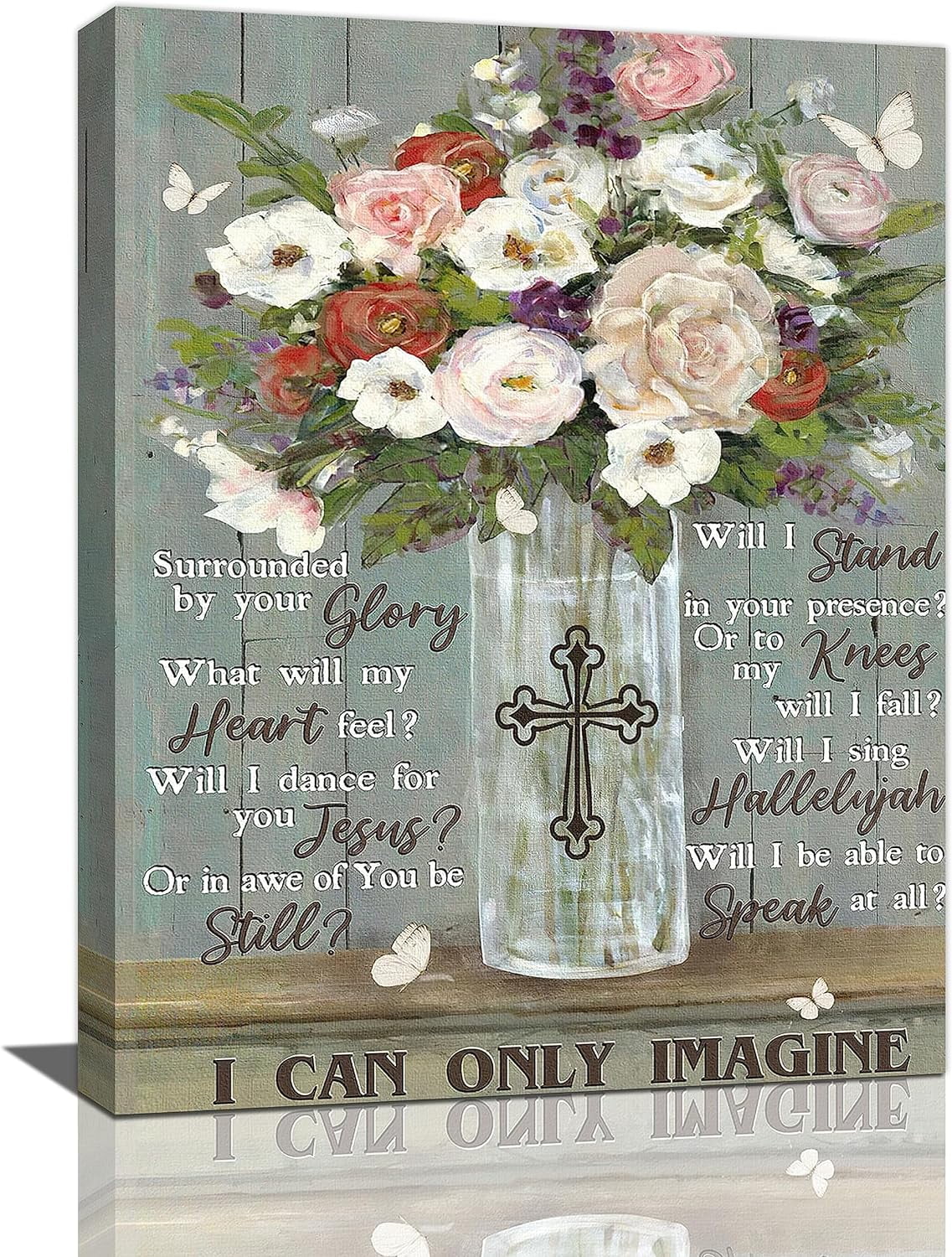 Christian Flower Farmhouse Decor Wall Art I Can Only Imagine Flora ...
