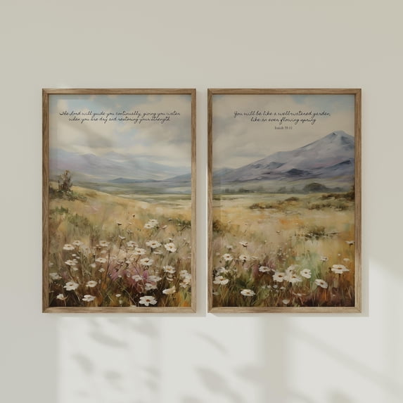 Christian Flower Painting Bible Verse Modern Neutral Wall Art Set 2 ...