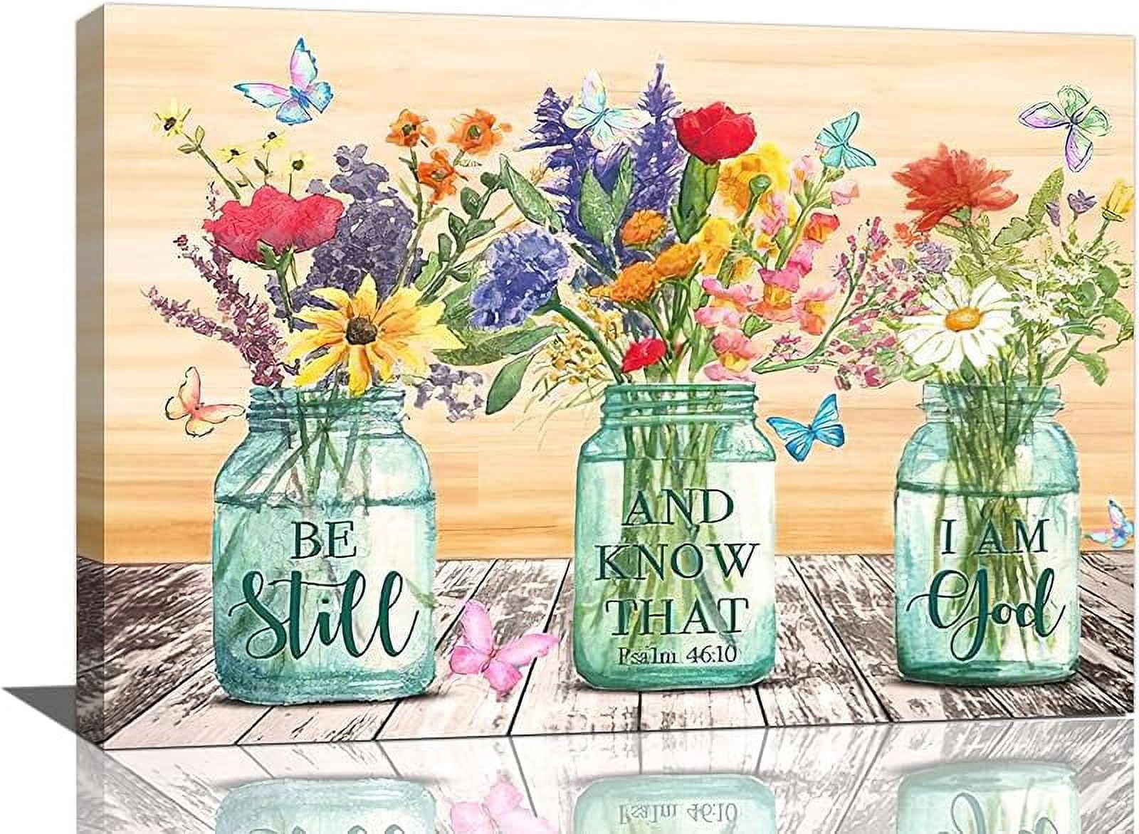 Christian Flower Wall Art Farmhouse Flower in Vase Pictures Wall Decor ...