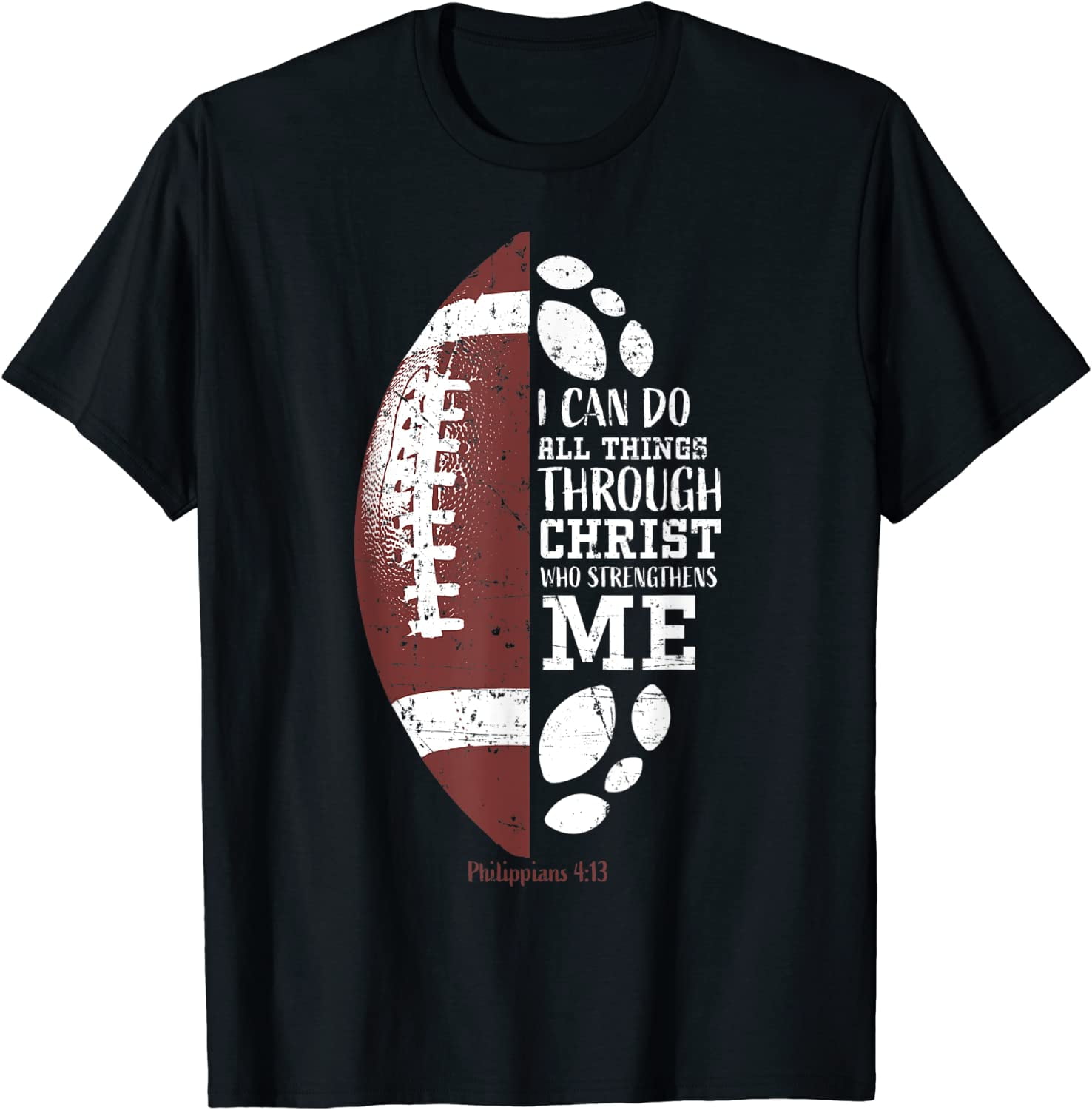Christian Football Gifts Teen Boys Kids Men Religious Verse T-Shirt ...