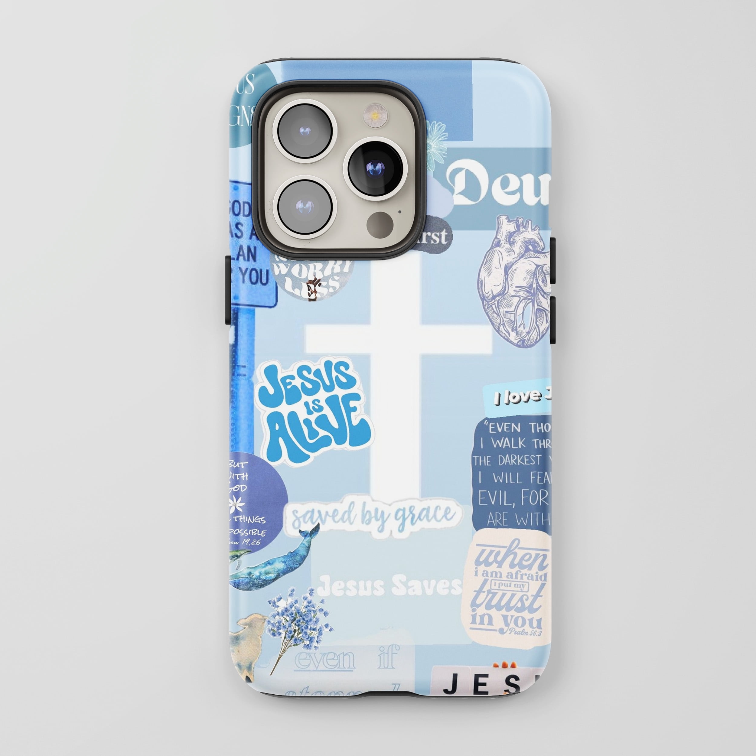 Christian For All iPhone Series Tough Phone Case Religious Art Blue ...