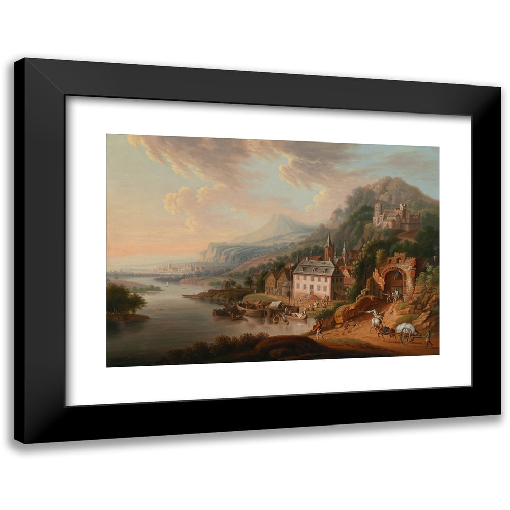 Christian Georg Schütz the elder 24x18 Black Modern Framed Museum Art Print Titled - Rhine ...