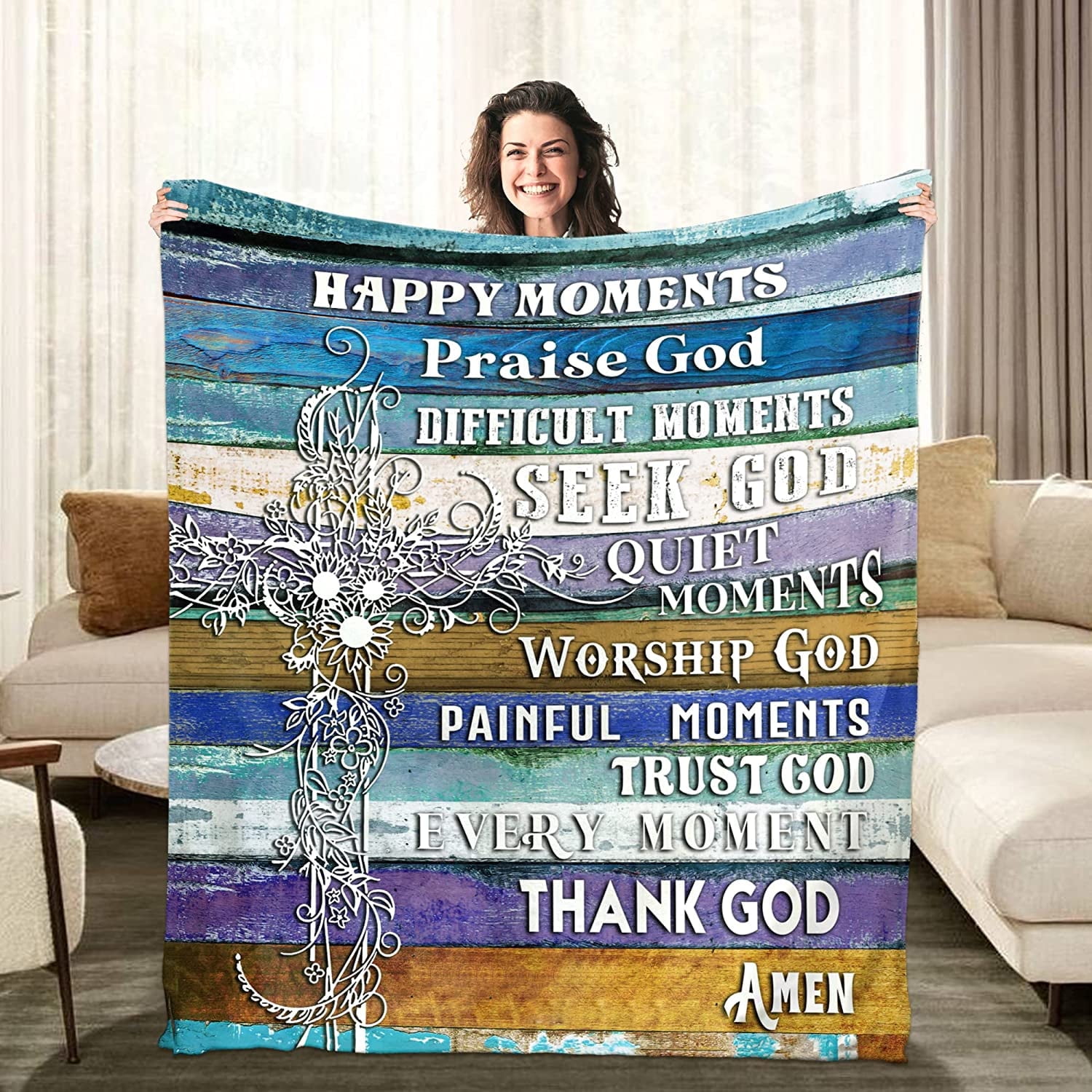 Christian Gifts, Healing Throw Blanket with Inspirational Thoughts and ...