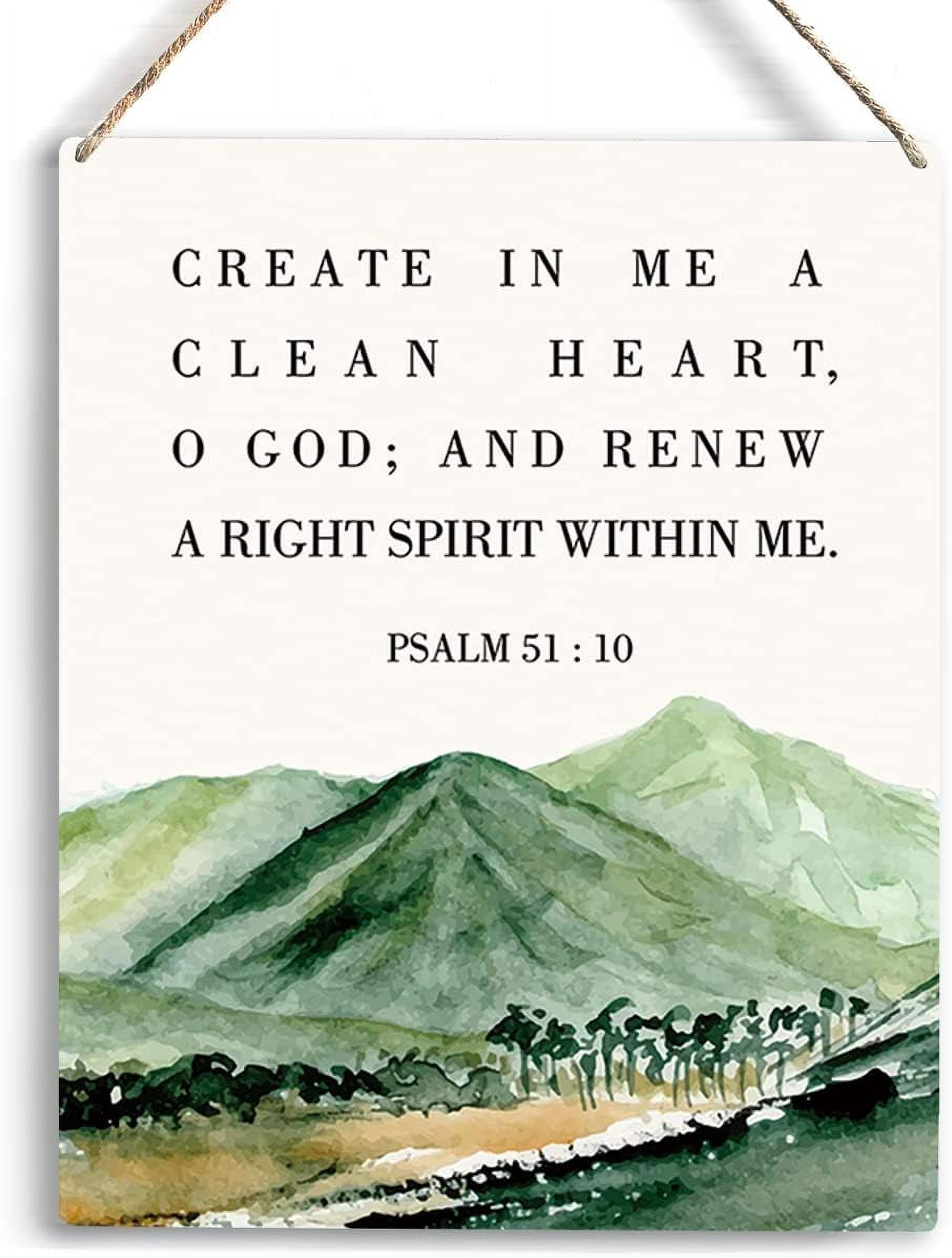 Christian Gifts Wall Decor Create In Me A Clean Heart Psalm 5110 Bible ...