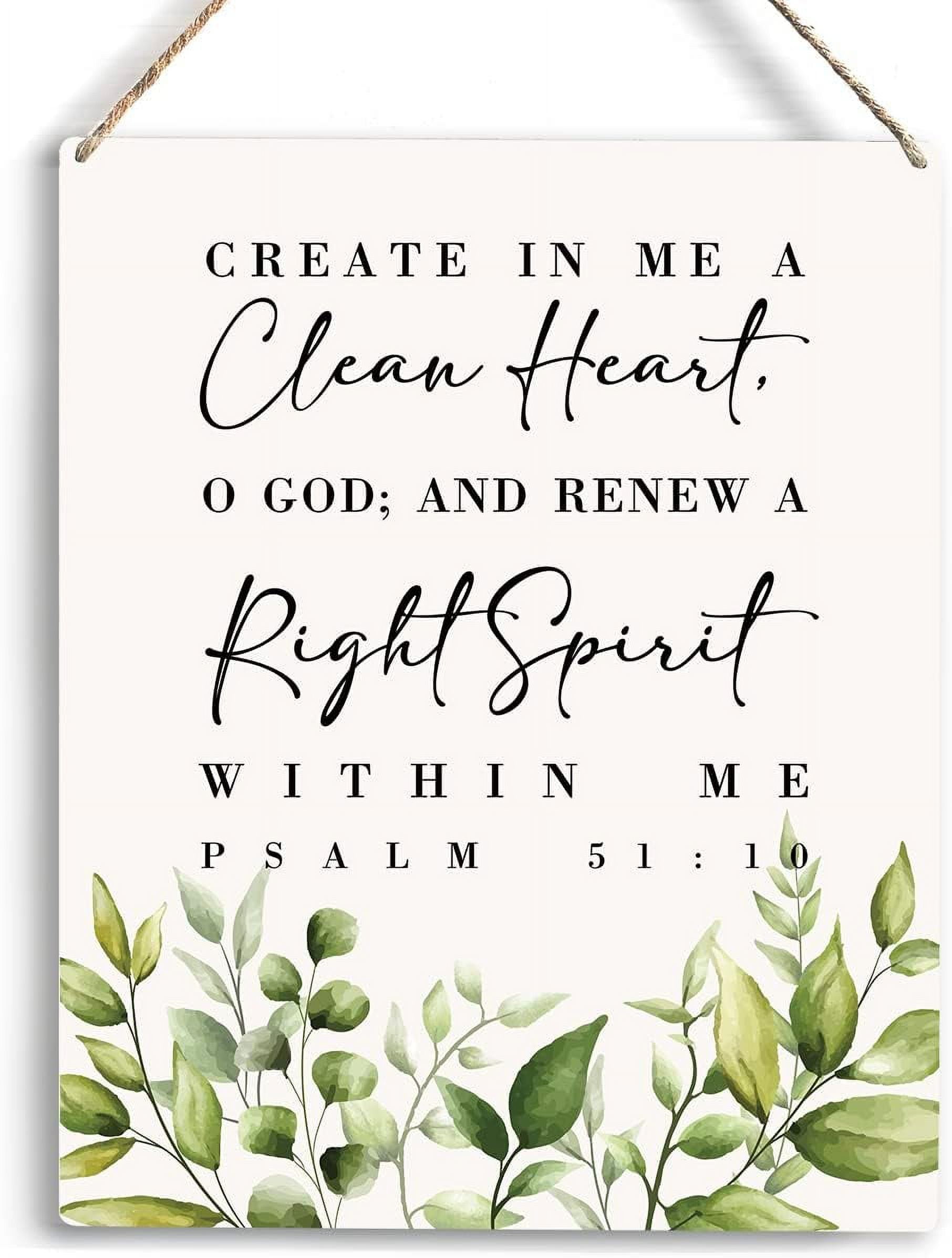 Christian Gifts Wall Decor Create in Me A Clean Heart Psalm 5110 Bible ...