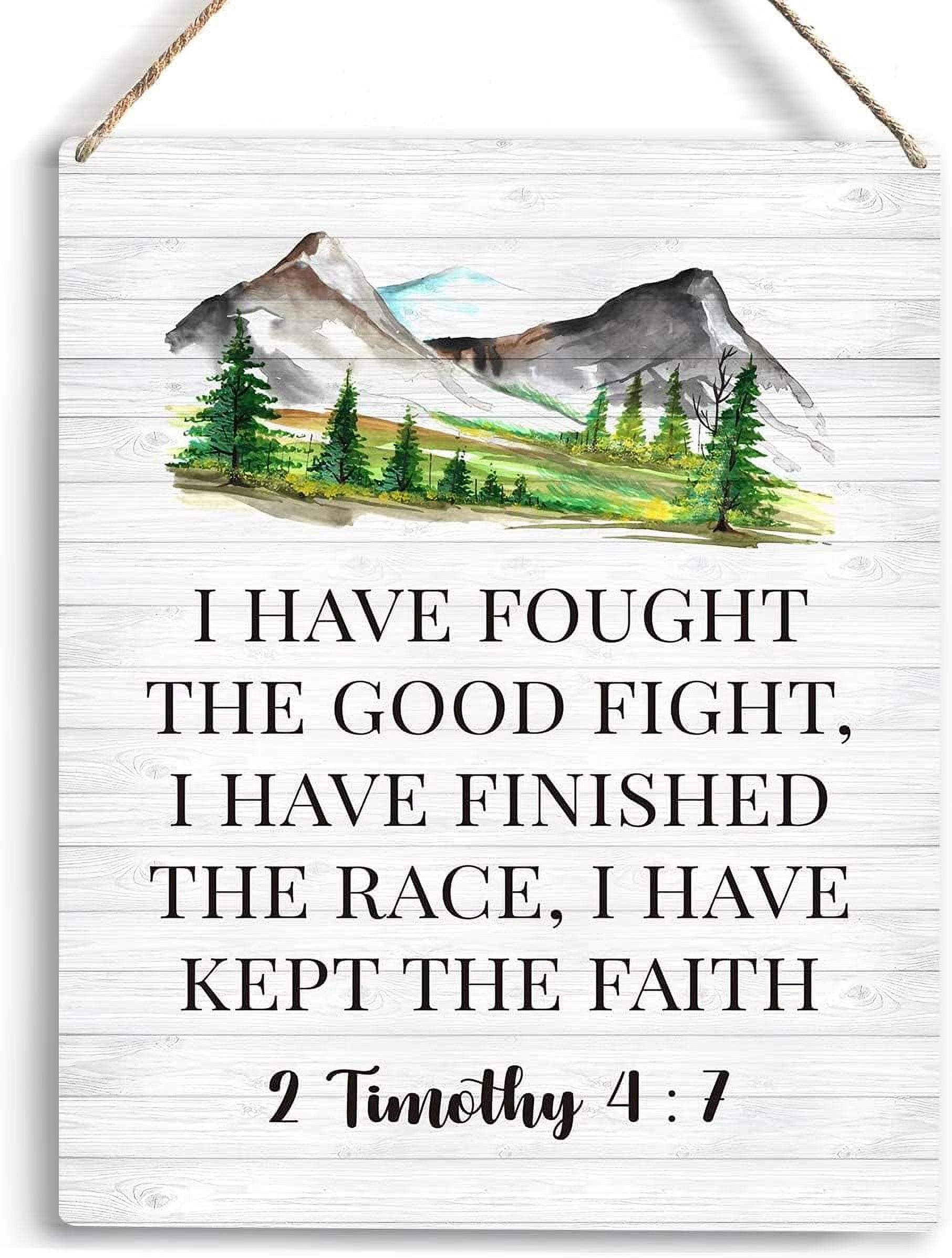 Christian Gifts Wall Decor I Have Fought Good Fight Kept Faith Bible ...