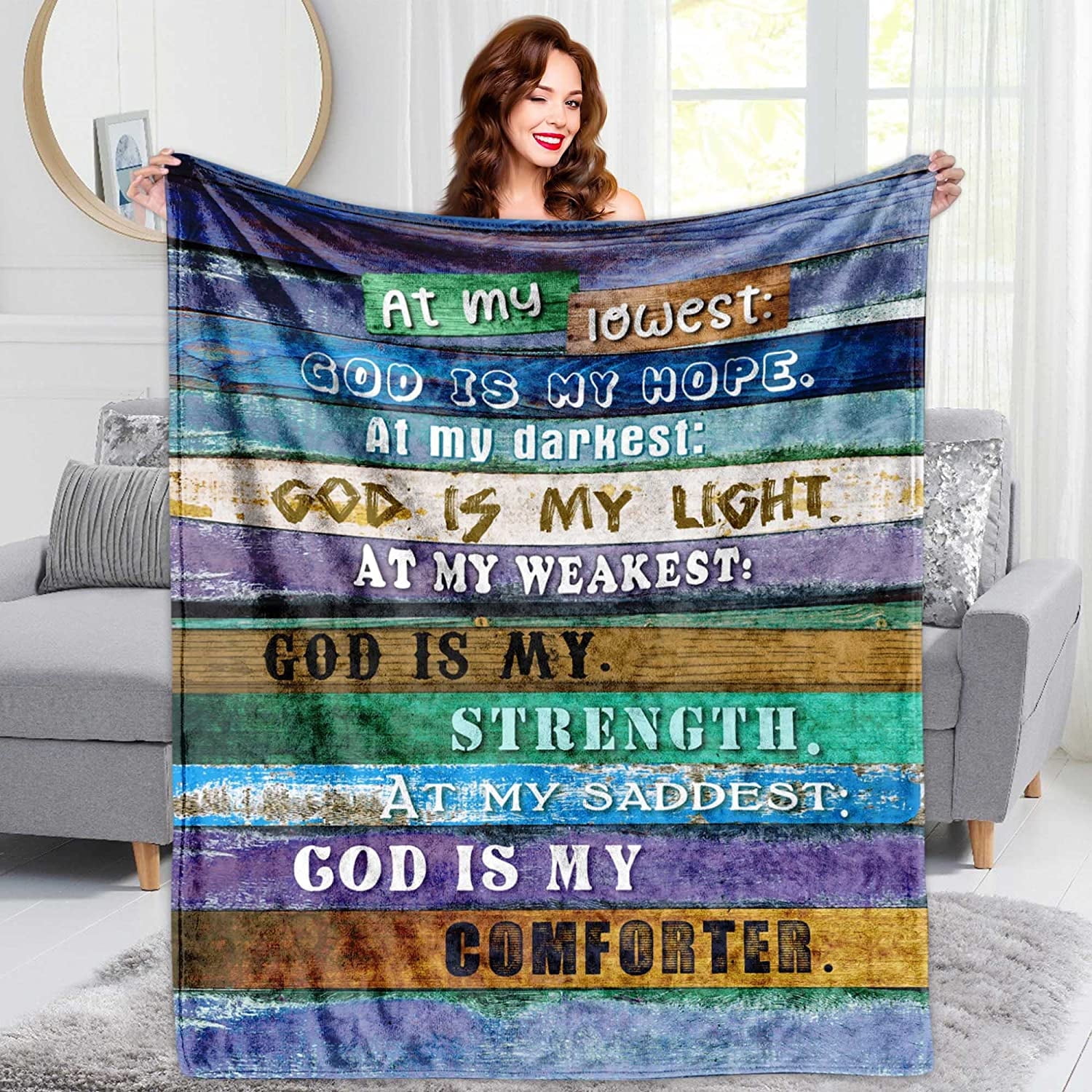 Christian Gifts for Women, Faith Throw Blanket 50"x60", Healing Prayer ...