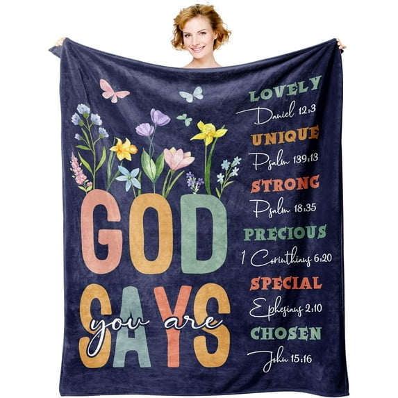 Christian Gifts for Women Blanket 60''X50'', Inspirational/Religious/Catholic/Spiritual/Baptism ...