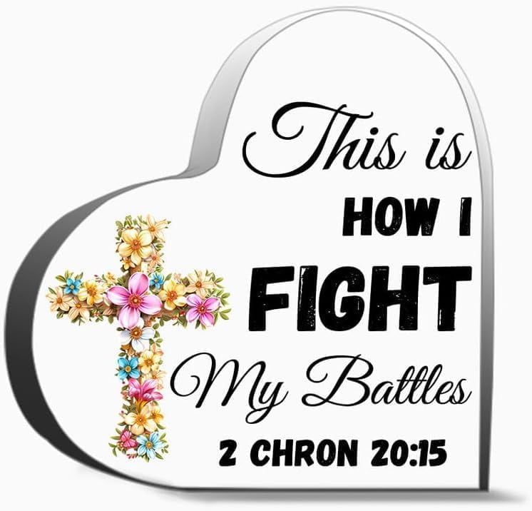 Christian Gifts For Women Men Bible Verse Clear Desk Sign Floral Cross ...