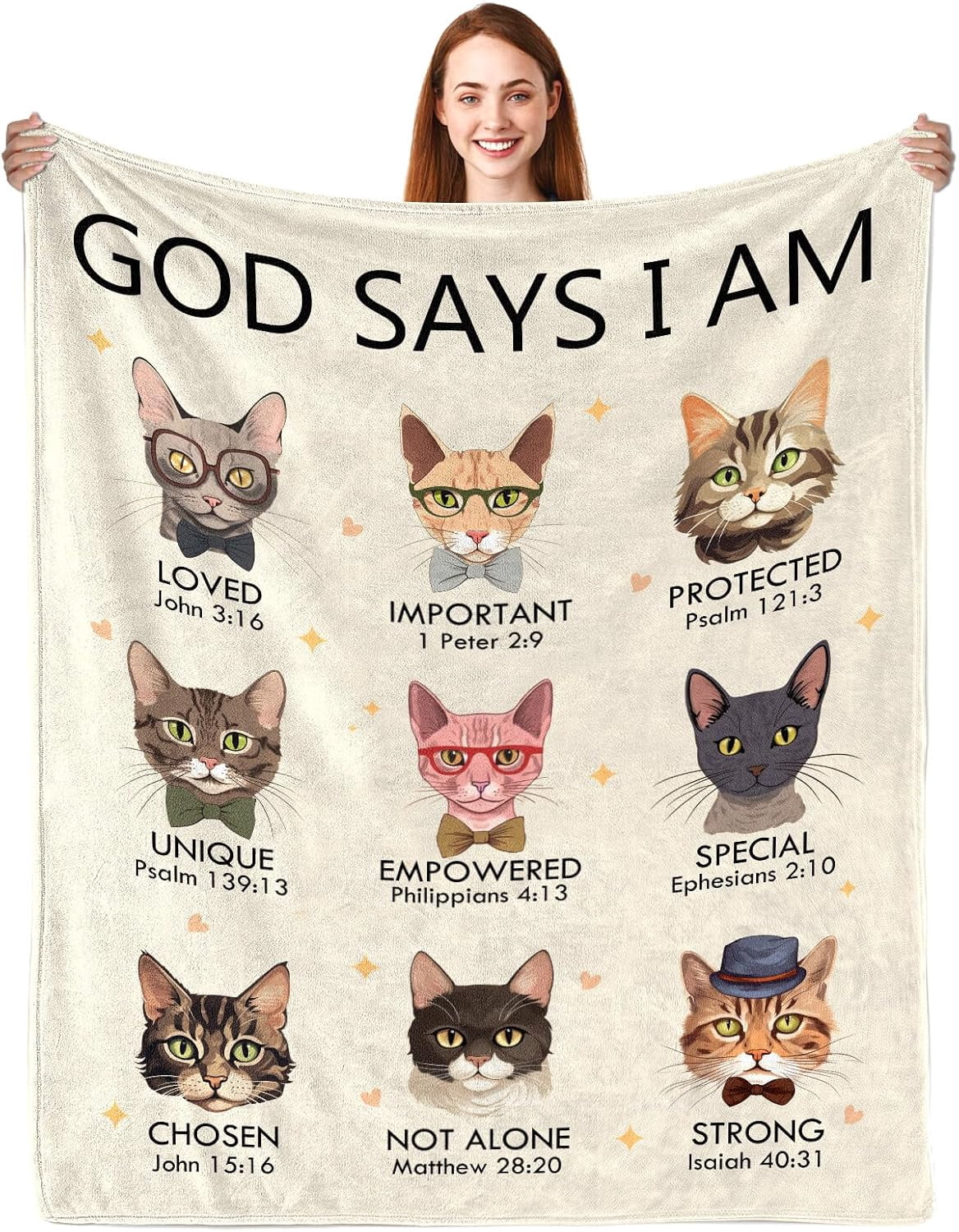 Christian Gifts for Women Men, God Says I Am Cat Blanket 50"x60 ...