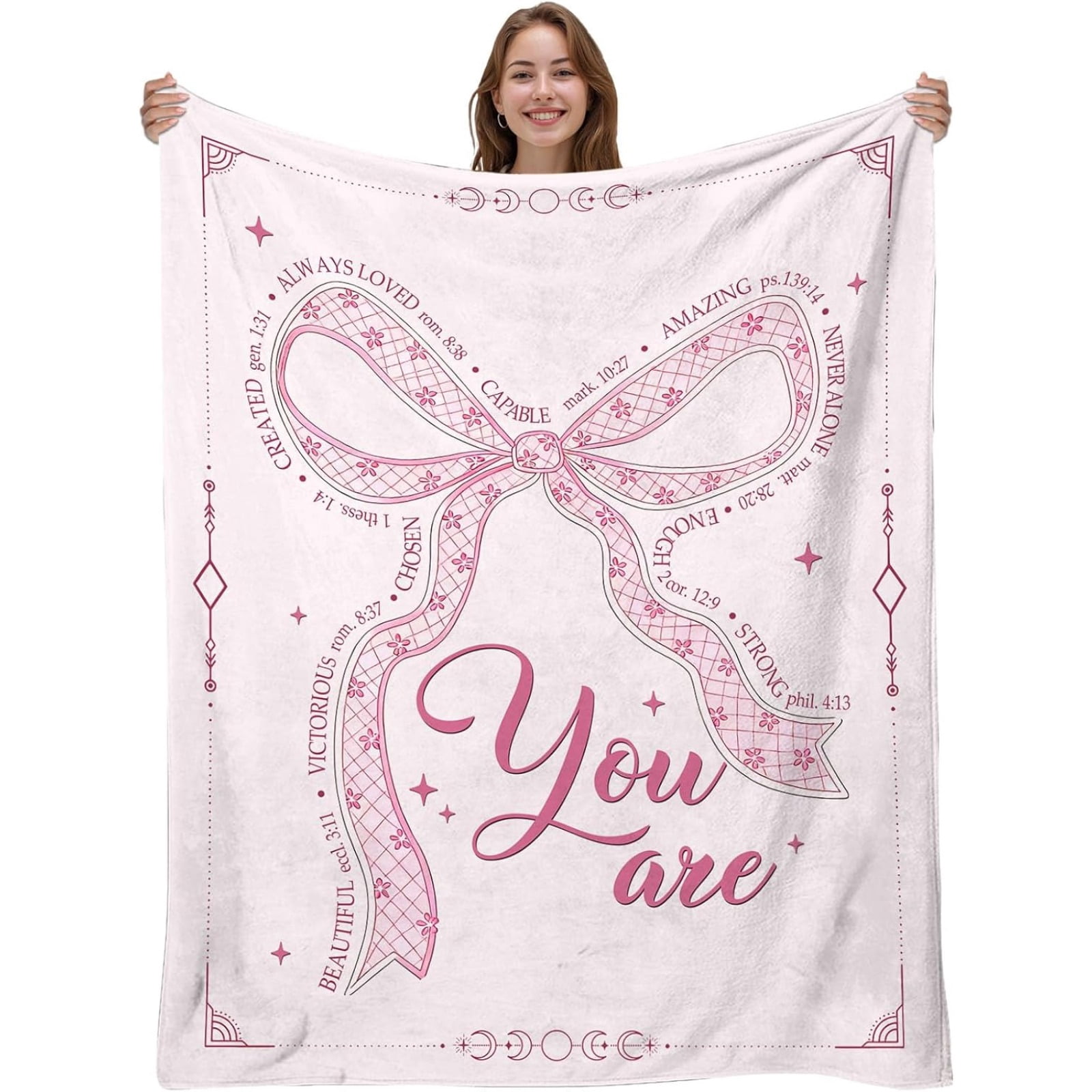 Christian Gifts for Women, Pink Bow Throw Blanket 50" X 60", God Gifts ...